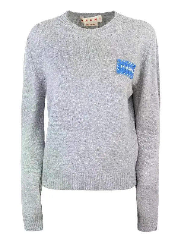Marni Logo-patch Cashmere Sweater - Grey