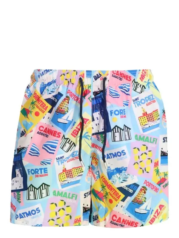 MC2 SAINT BARTH Graphic-print Swim Shorts - Blue