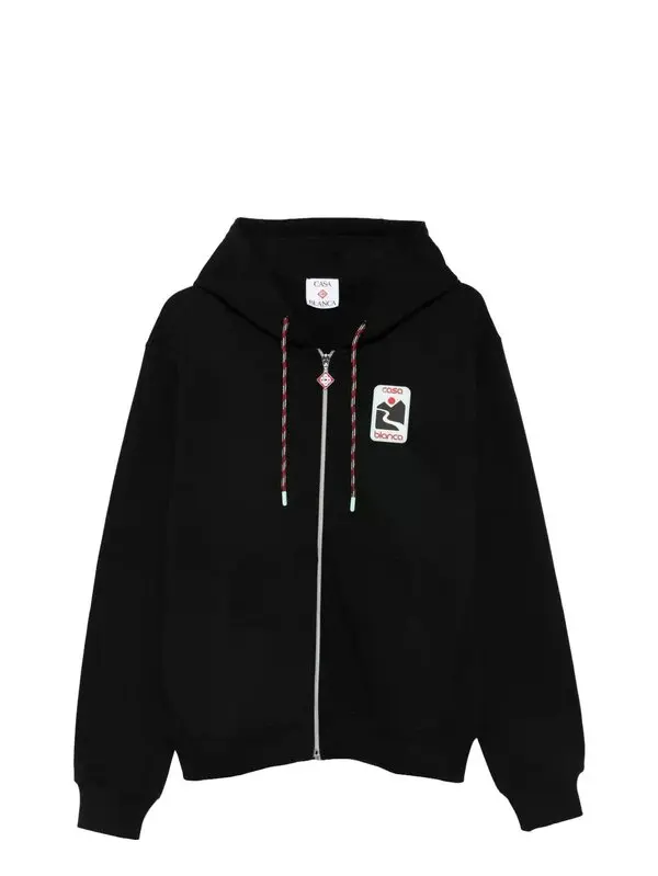 Casablanca Logo-patch Zip-up Hoodie - Black