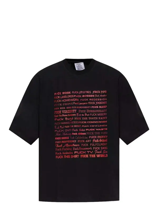 Vetements Text-print Short-sleeve T-shirt - Black