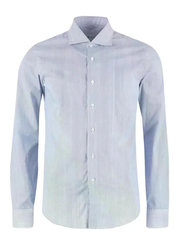 THE (ALPHABET) Striped Cotton Shirt - Blue