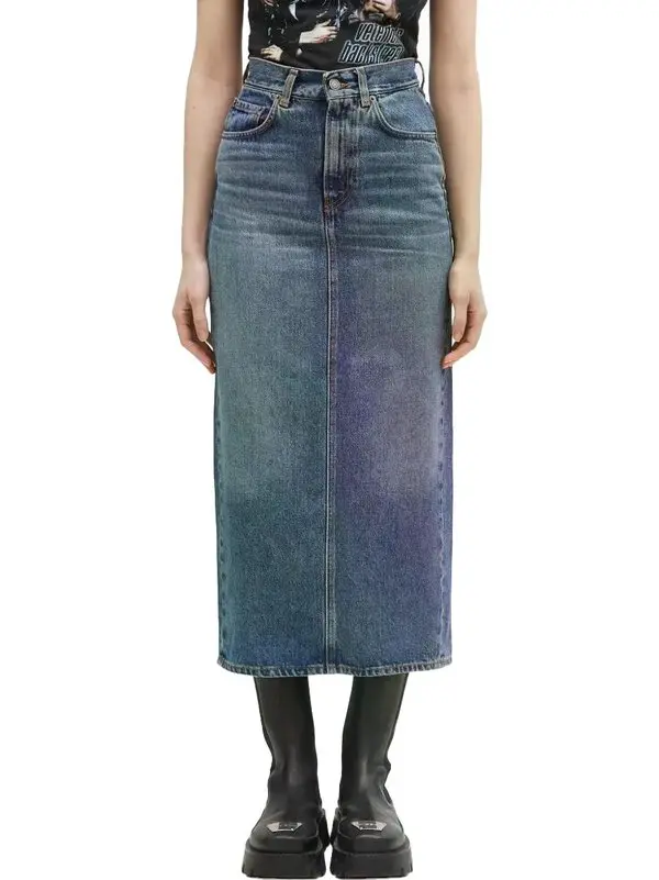 Fiorucci High-waisted Denim Midi Skirt - Blue