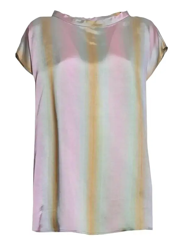 Aspesi Stripe-print Short-sleeves Top - Pink