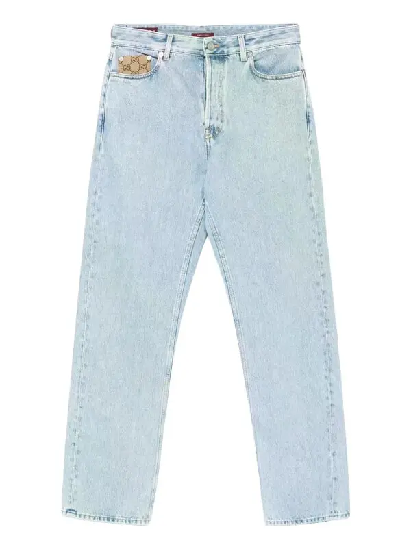 Gucci Gg Canvas Insert Jeans - Blue