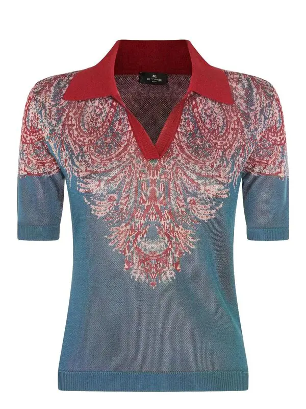 Etro Paisley-print Polo Shirt - Blue