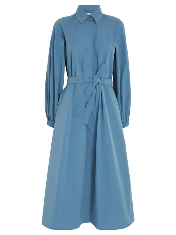 Max Mara Cotton Taffeta Midi Shirt Dress - Blue