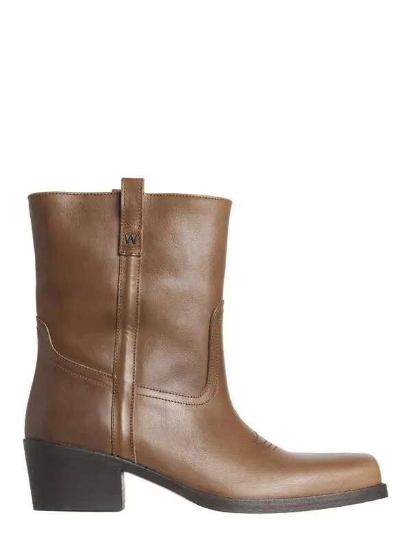 Max Mara Leather Heeled Ankle Boots - Brown