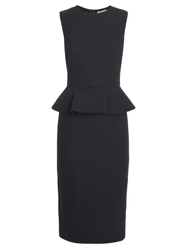 Max Mara Jersey Peplum-detail Midi Dress - Black