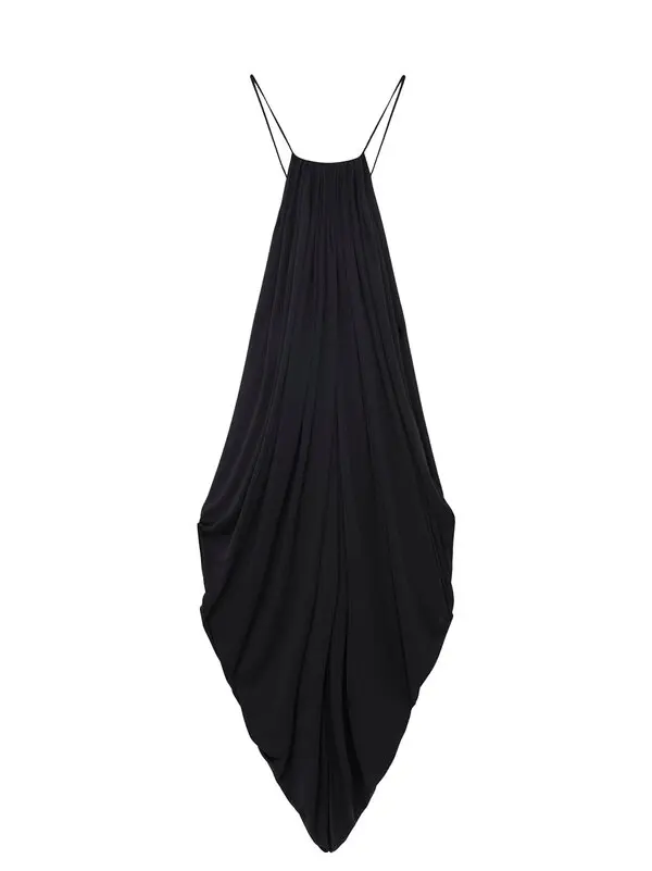 Loewe Silk Draped Midi Dress - Black