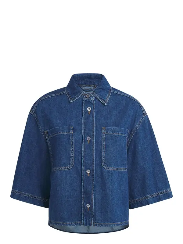 Max Mara Cropped Denim Shirt - Blue