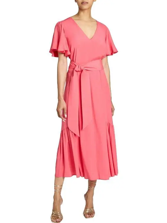 Santorelli Alexandra Ruffled Midi Dress - Peony