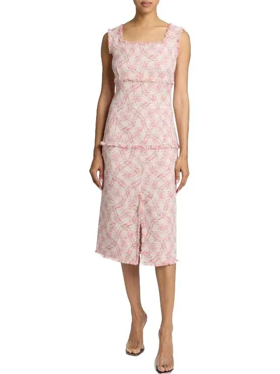 Santorelli Sleeveless Midi Sheath Dress In Cotton Jacquard - Sweet Pea