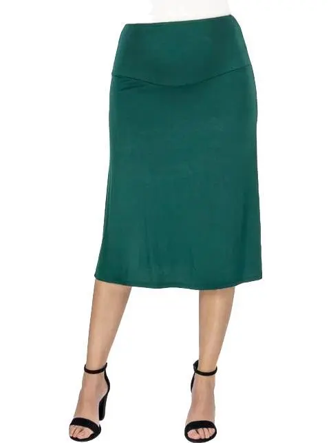24SEVEN COMFORT APPAREL Maternity A-line Knee Length Skirt - Hunter