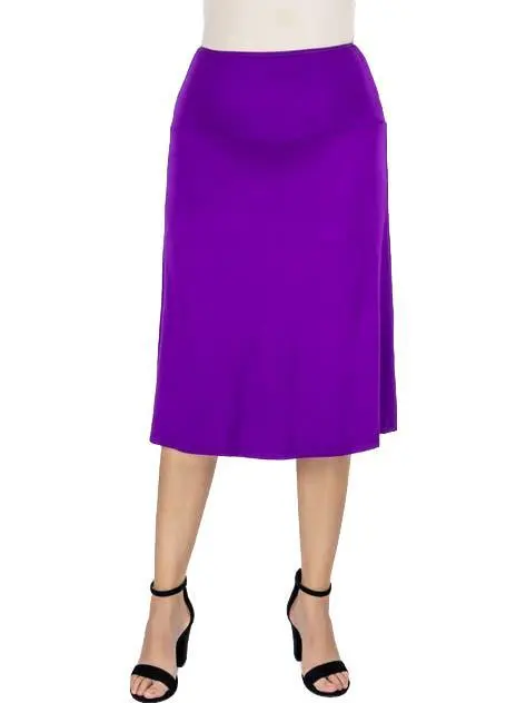 24SEVEN COMFORT APPAREL Maternity A-line Knee Length Skirt - Purple