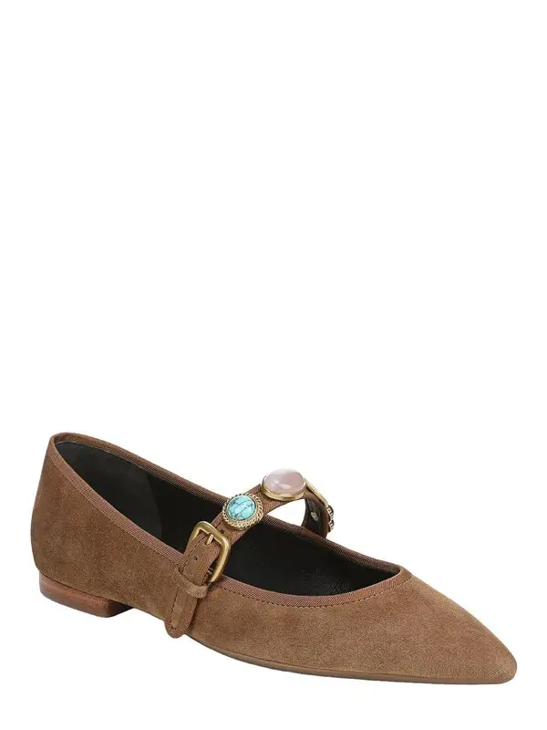 Veronica Beard Selene Charms Pointed Toe Flat - Chestnut