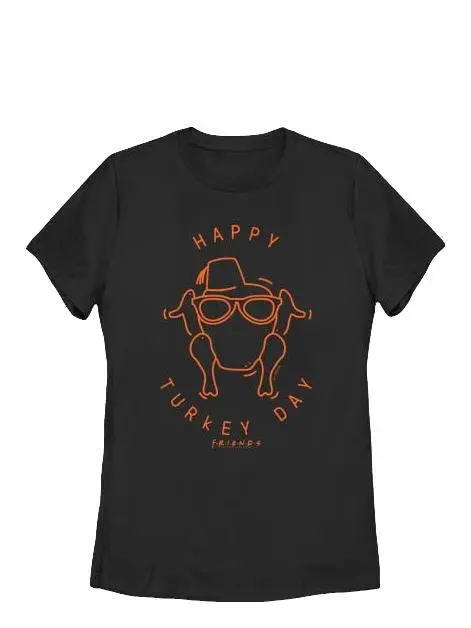 FRIENDS Happy Turkey Day Icon Graphic T-shirt - Black