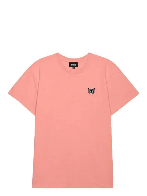 DALIX Butterfly Embroidery Lightweight T-shirt - Dusty Rose
