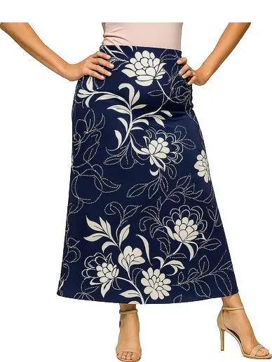 24SEVEN COMFORT APPAREL Maternity A-line Maxi Skirt - Blue Multi