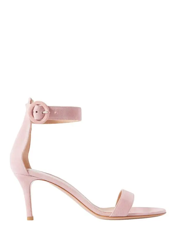 GIANVITO ROSSI Portofino 70 Suede Sandals - Pink
