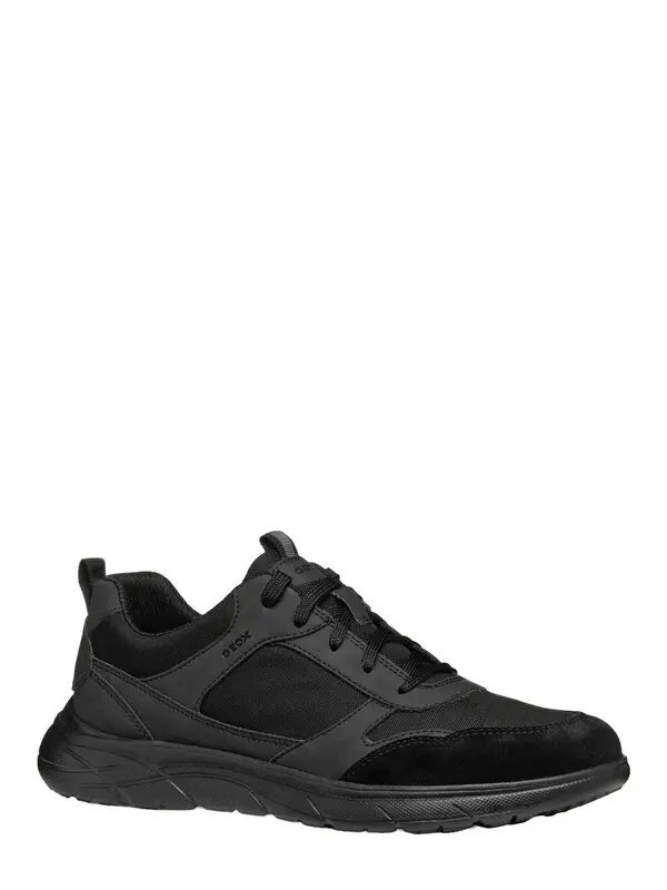 Geox Portello Leather Sneakers - Black