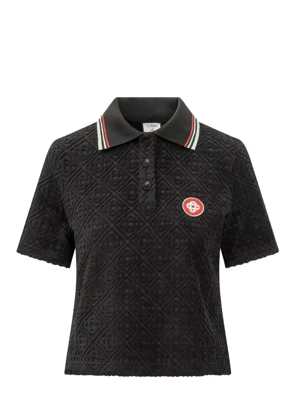 Casablanca Monogram Jacquard Polo Shirt - Black