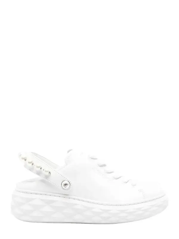JIMMY CHOO 50mm Pearl-embellished Platform Sneakers - White