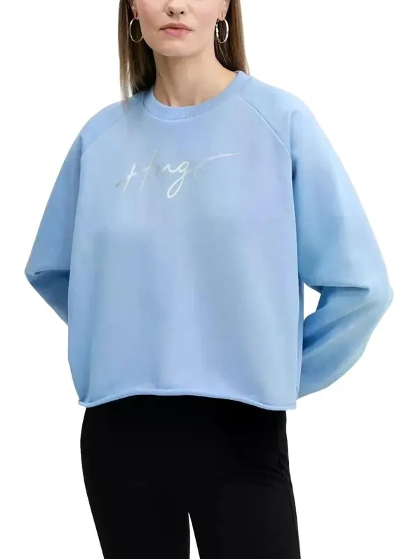 Hugo Logo-print Cropped Sweatshirt - Blue