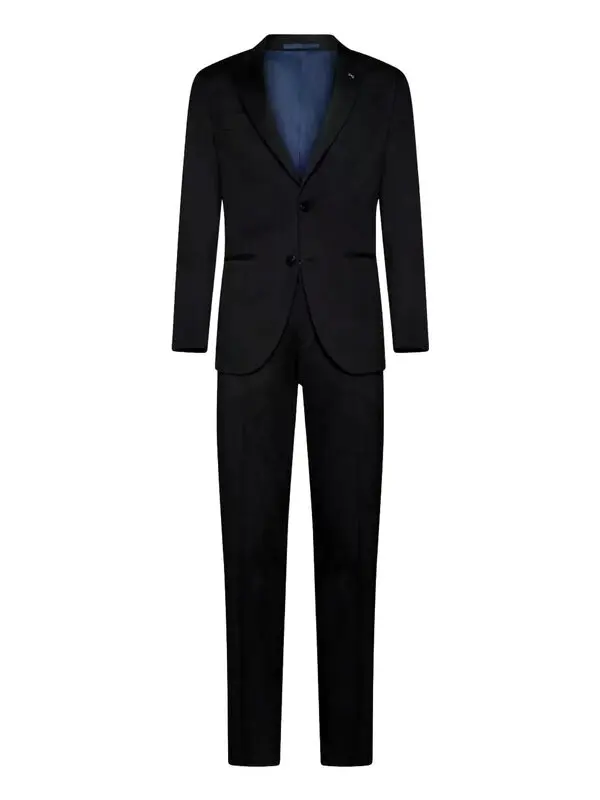 D4.0 Notched-lapels Single-breasted Suit - Black
