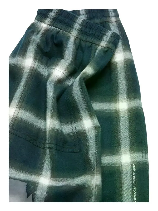 Acne Studios Checked Elastic-waist Shorts - Green