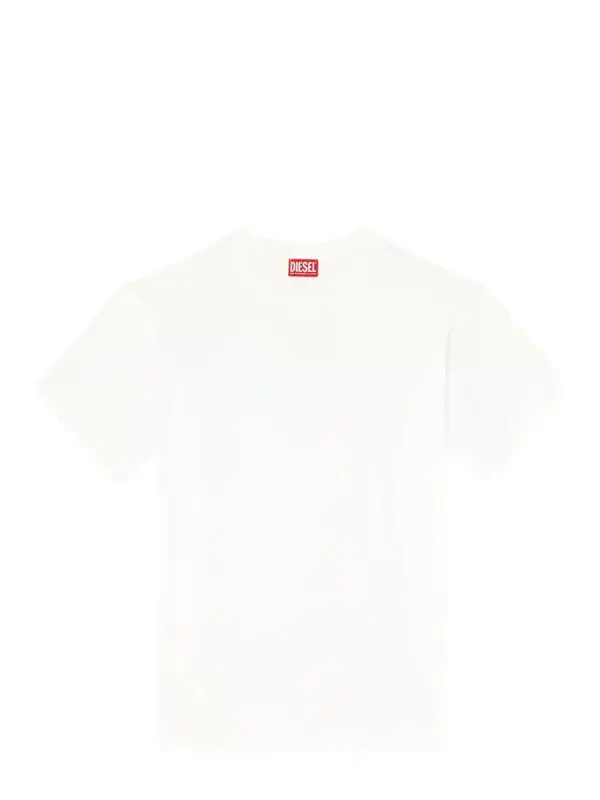 DIESEL T-norm-int Embroidered-detail Cotton T-shirt - Neutrals