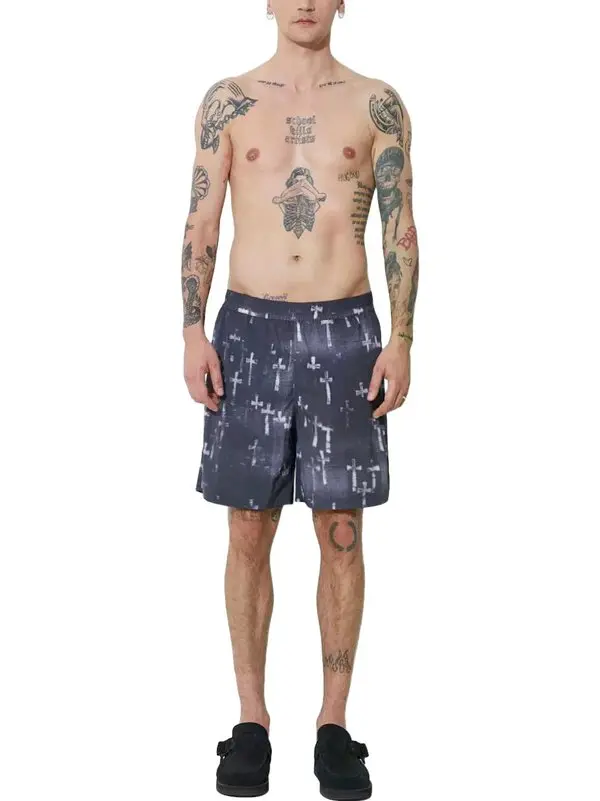 Aries Cross-print Swim Shorts - Blue