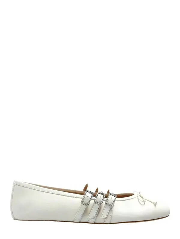 STUART WEITZMAN Celeste Buckle-embellished Ballet Flats - White