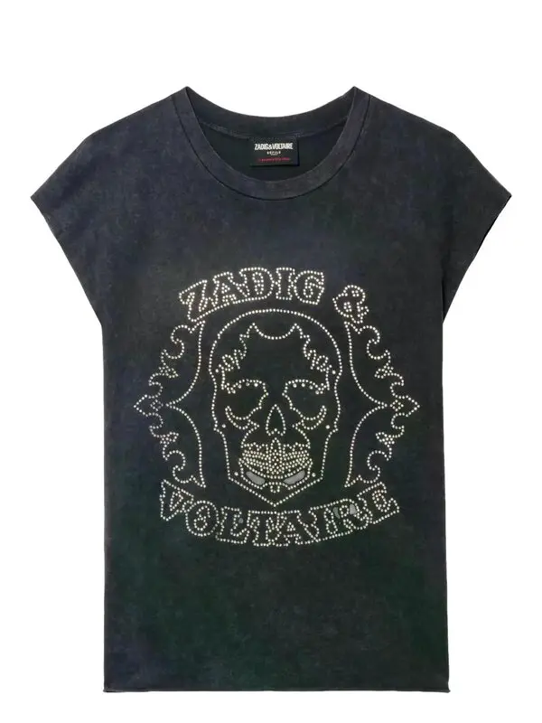 Zadig&Voltaire Skull Strass Embellished Top - Grey