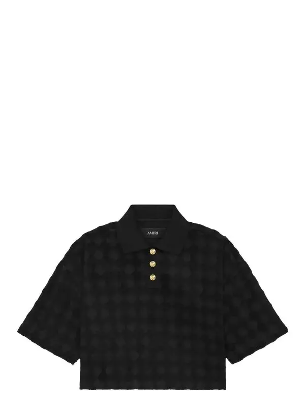 Amiri Textured-pattern Polo Shirt - Black