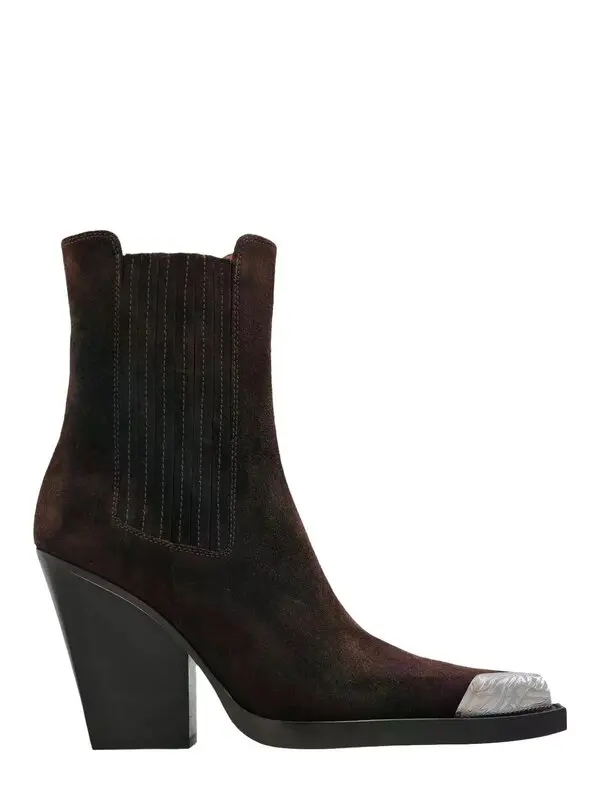 Paris Texas 100mm Dallas Metallic-toe Suede Boots - Brown
