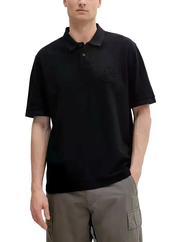 Hugo Embroidered-logo Polo Shirt - Black