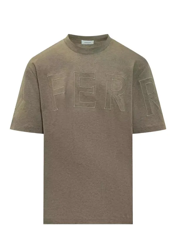 FERRAGAMO Logo-detail Cotton T-shirt - Neutrals