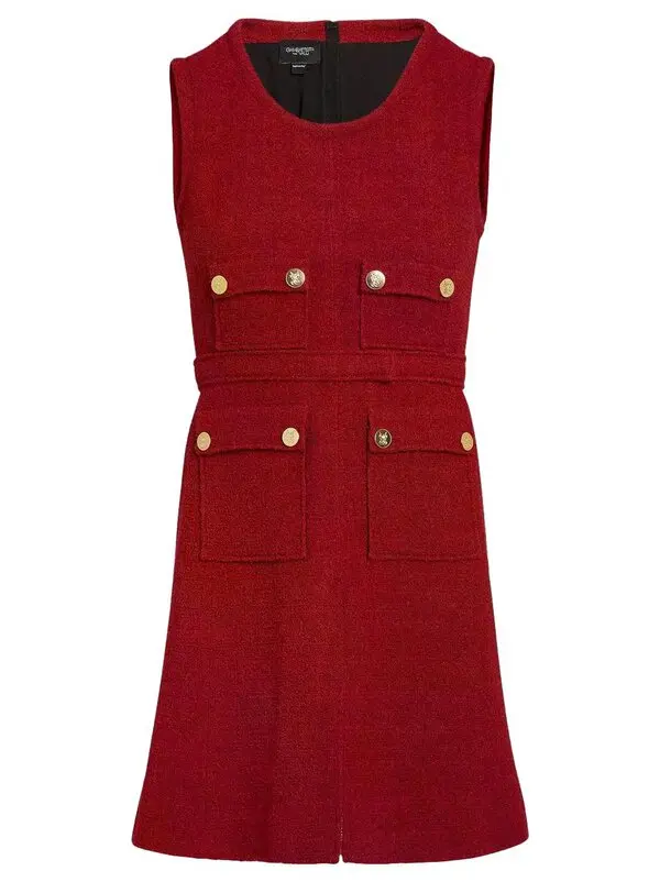 Giambattista Valli Bouclé Button-detailed Dress - Red