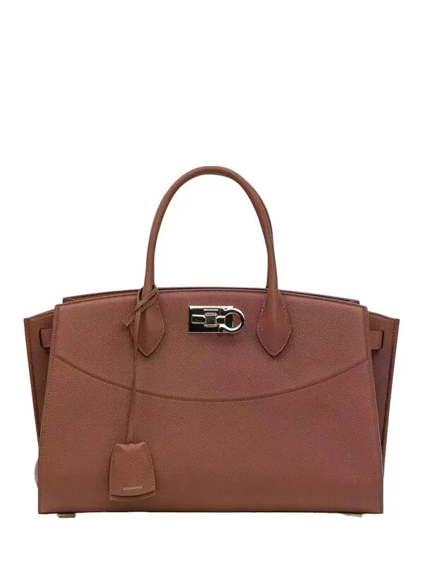 FERRAGAMO Studio Leather Tote Bag - Brown