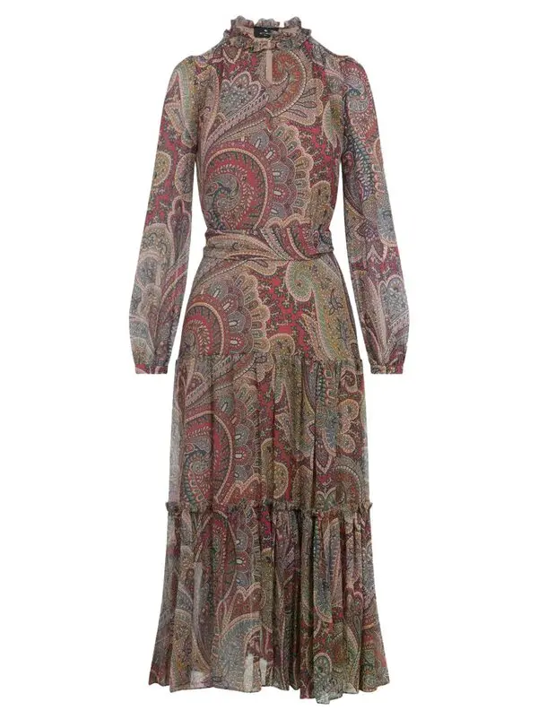 Etro Paisley Ruffled Maxi Dress - Red