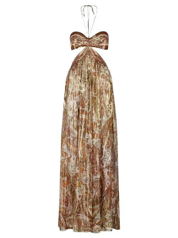Retrofete Kimmy Paisley-print Cut-out Dress - Brown