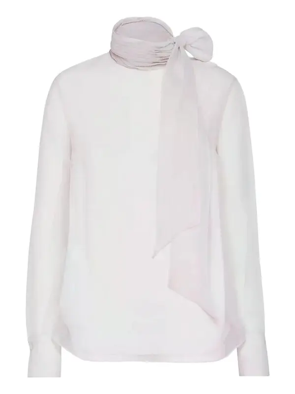 Brunello Cucinelli Pussybow Silk Blouse - Neutrals
