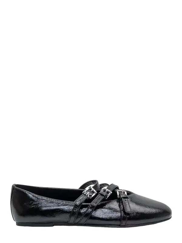 Michael Kors Buckle-detail Leather Ballet Flats - Black