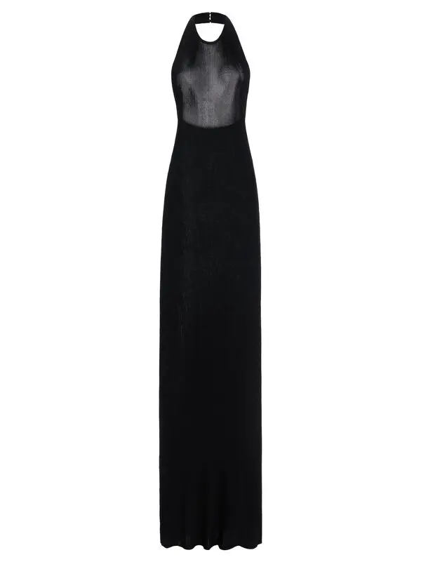NILI LOTAN Gertrude Knit Maxi Halter Dress - Black