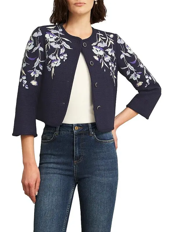 HOBBS LONDON Hinton Floral Embroidered Jacket - Midnight Navy