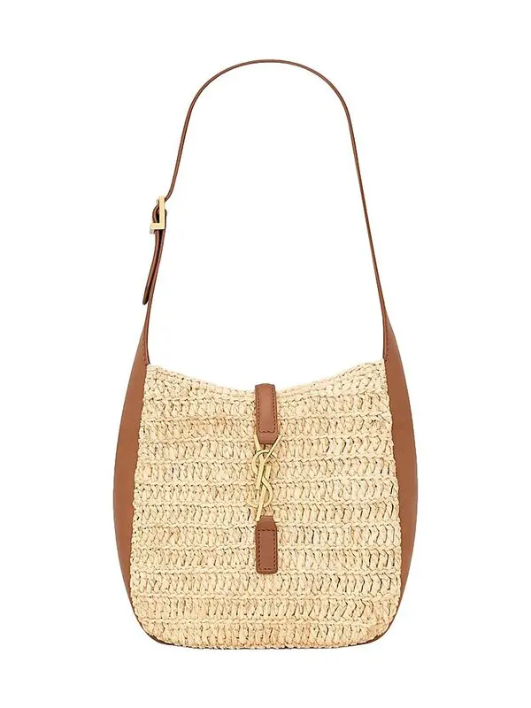 Saint Laurent Le 5 A 7 Supple Baby Shoulder Bag - Natural/brick Raffia