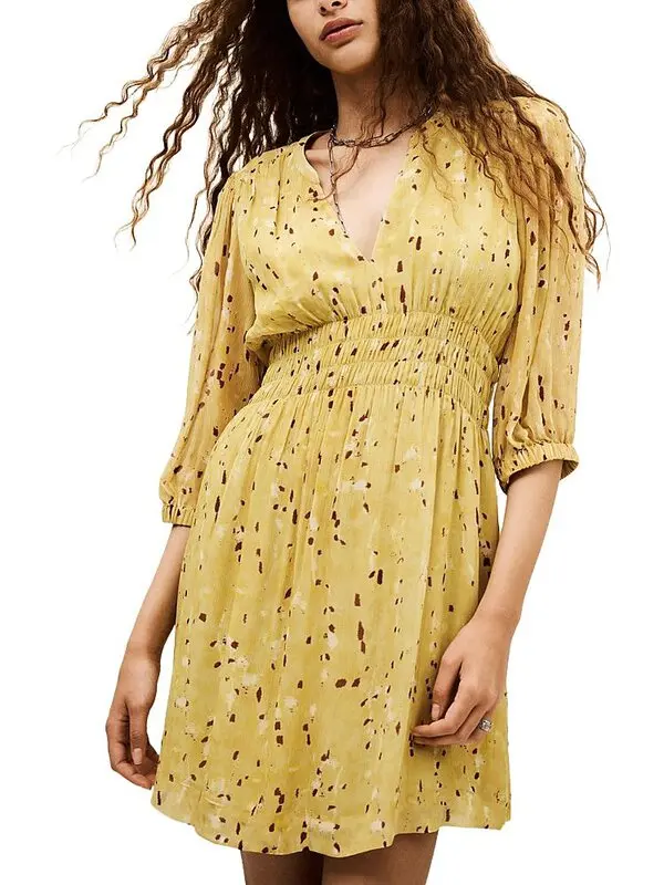 Ba&sh Kanissa Smocked Waist Dress - Yellow