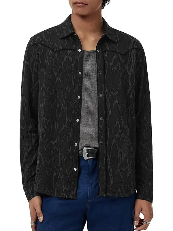John Varvatos Miner Regular Fit Western Shirt - Black