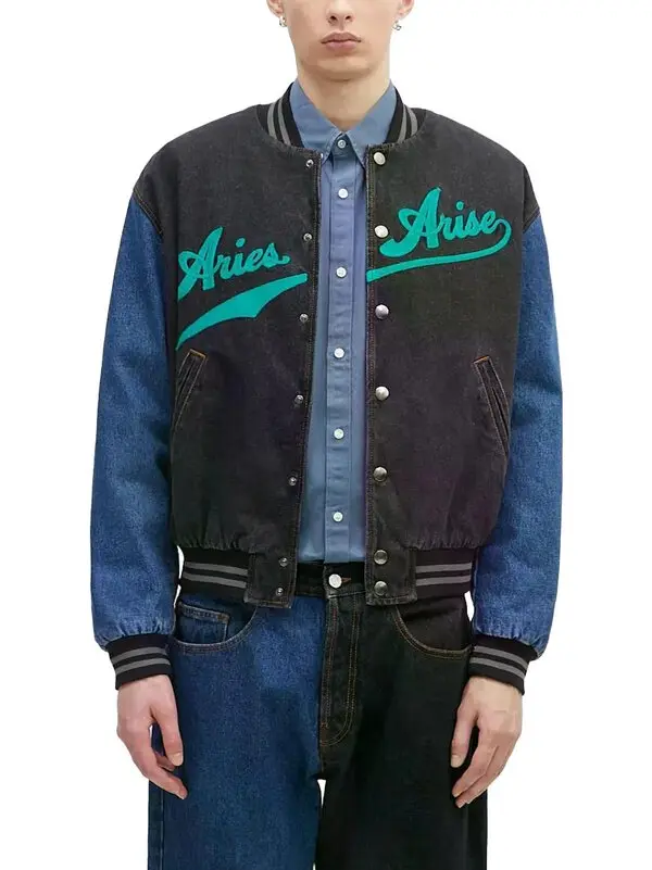 Aries Embroidered Logo Denim Jacket - Black