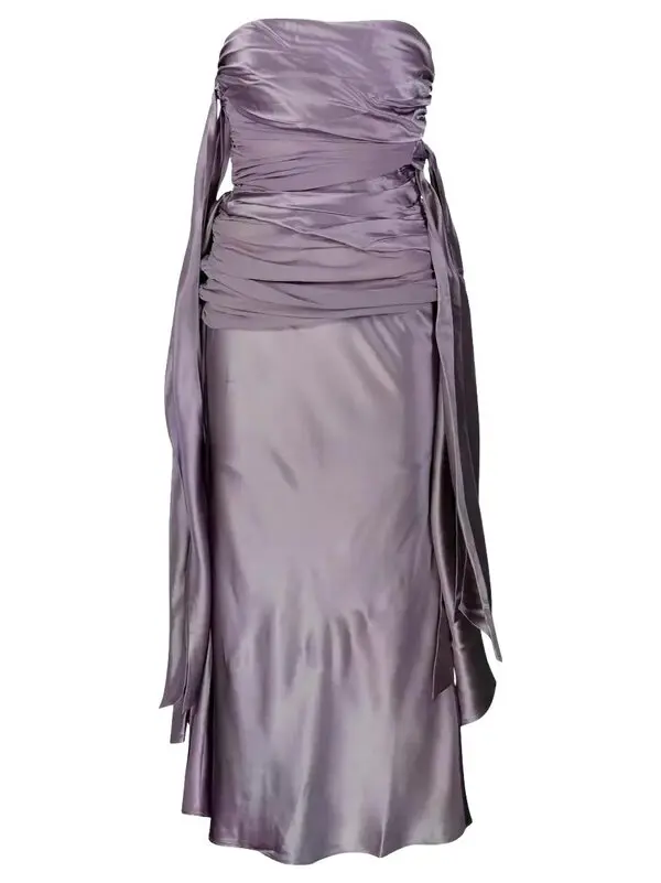 Christopher Esber Draped-waist Silk Midi Dress - Purple